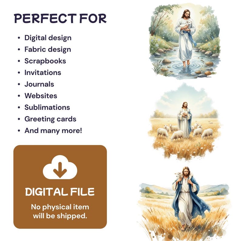 Jesus Shepherd Clipart, 36 Watercolor Good Shepherd PNG, Lamb of God ...