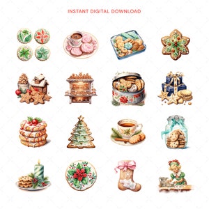 Christmas Cookies Clipart, Cute Watercolor Xmas Gingerbread Man PNG ...