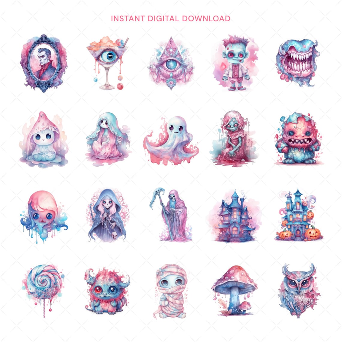 Pastel Halloween Clipart PNG, Cute Pastelloween Watercolor Bundle ...