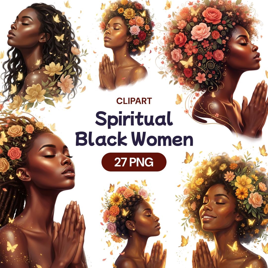 Spiritual Black Woman Clipart, Praying African American PNG, Religious ...