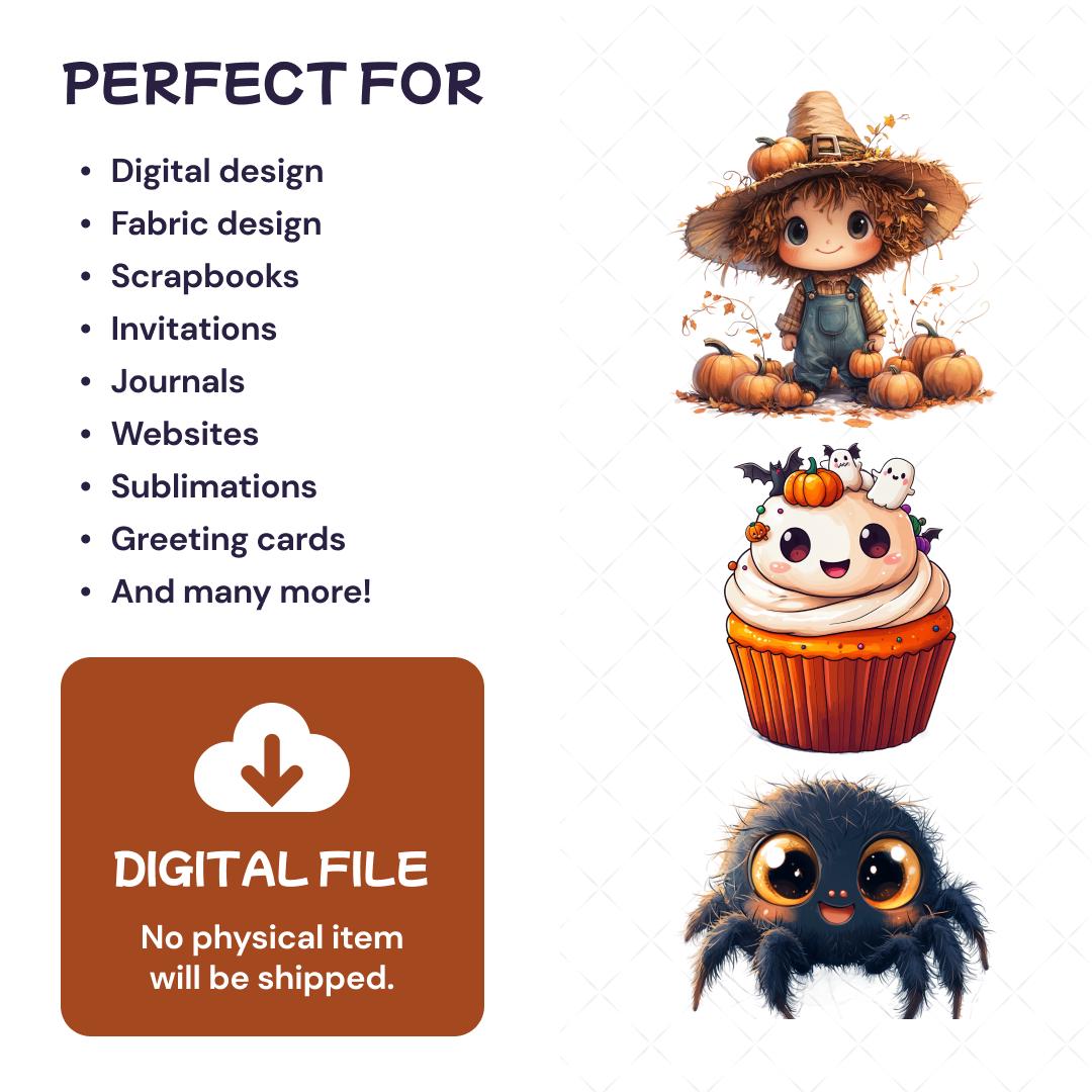 Cute Spooky Halloween Watercolor Clipart, Pumpkin Witch Monster PNG ...
