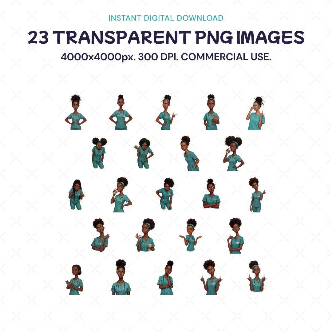 Sarcastic Black Female Nurse Clipart, Funny African American RN PNG ...