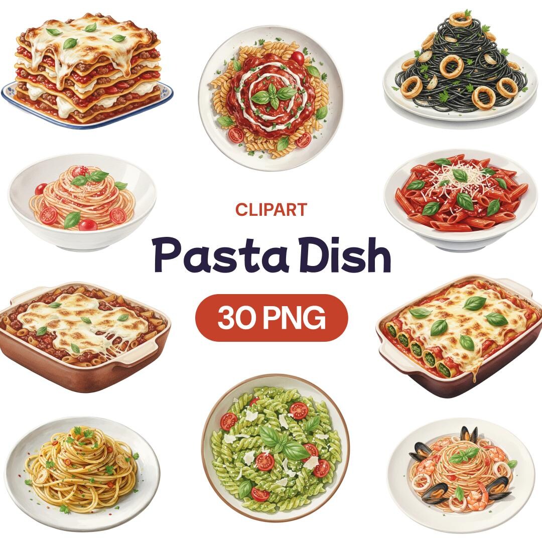 Pasta Dish Clipart, Italian Food PNG, Watercolor Spaghetti Lasagna ...
