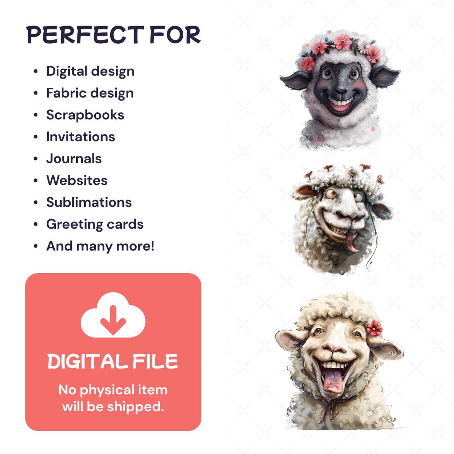 Quirky Sheep Clipart, Cute Watercolor Funny Farm Lamb PNG, Adorable ...