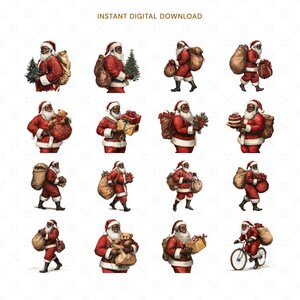 Black Santa Claus Clipart, Cute Watercolor African American Father ...