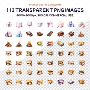 Smores Clipart, Watercolor Camping Food Transparent PNG Bundle ...