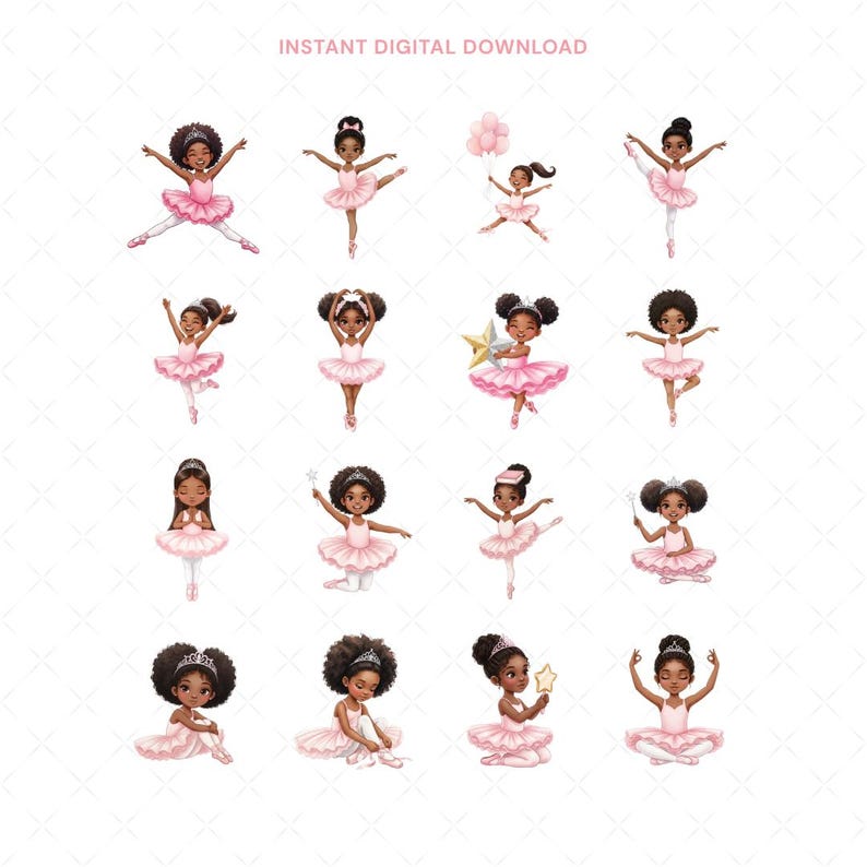 Little Black Ballerina PNG Clipart, Cute Watercolor African American ...
