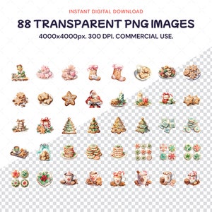 Christmas Cookies Clipart, Cute Watercolor Xmas Gingerbread Man PNG ...