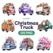 Christmas Truck Clipart, Watercolor Cute Vintage Delivery Pickup PNG ...