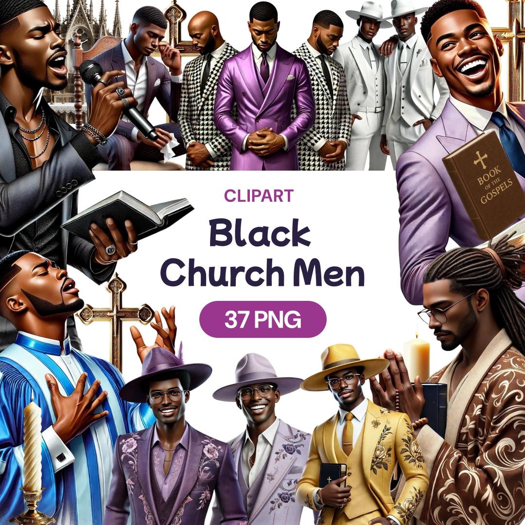 Black Men Sunday Church Attire Clipart PNG, Watercolor African American ...