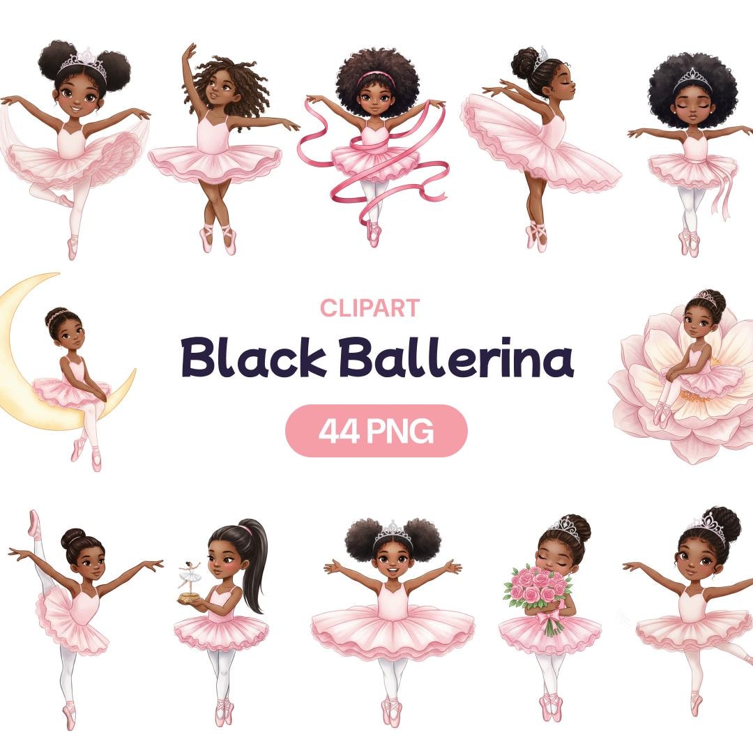 Little Black Ballerina PNG Clipart, Cute Watercolor African American ...