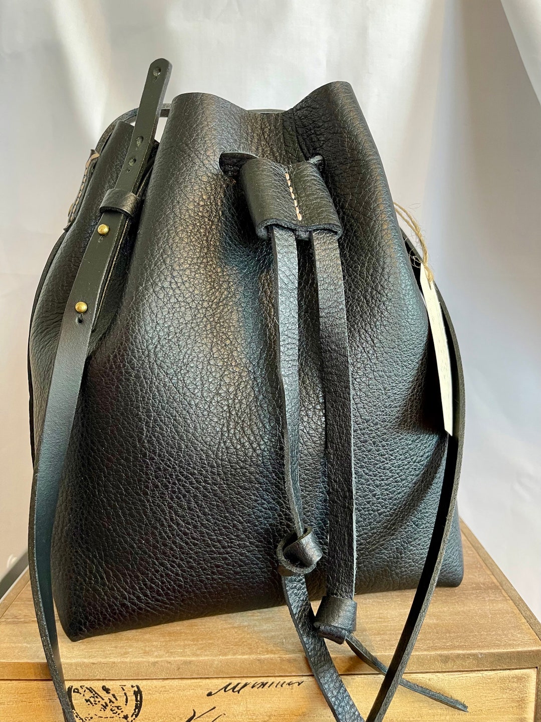 Vegetable Tanned Leather Hand Stitched Bucket Bag - Etsy
