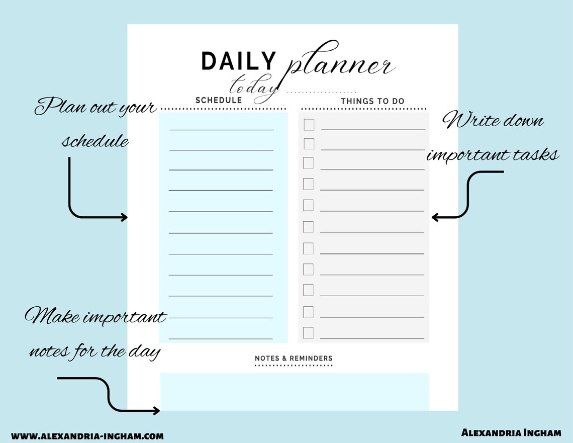 Daily Planner Printable, Daily Schedule, Work Day Schedule, WAHM ...