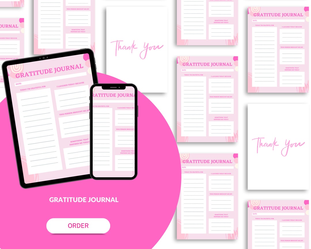 Pink Gratitude Journal Printable | Gratitude Worksheet | Digital ...
