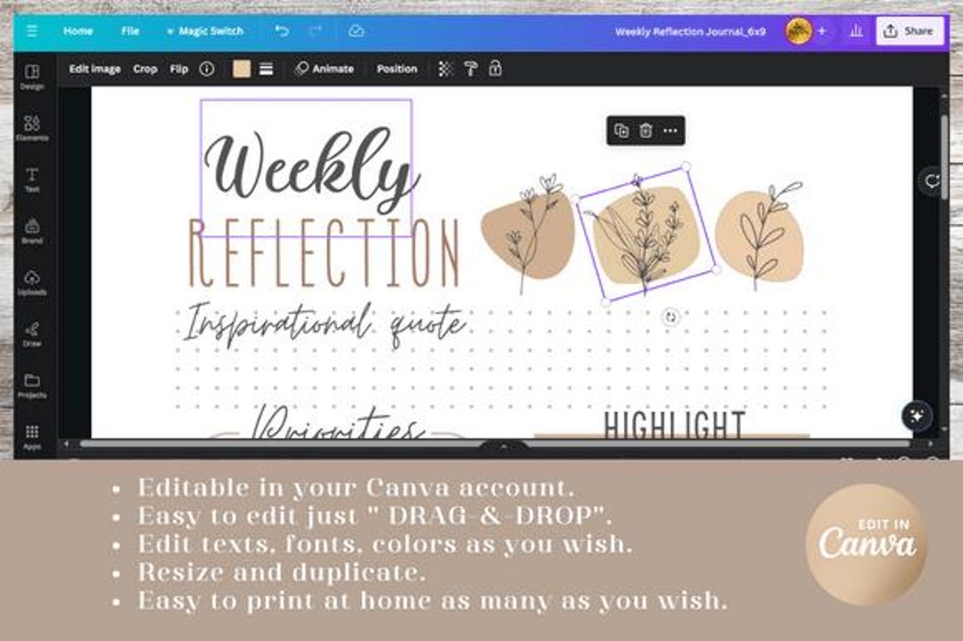 Weekly Reflection Journal Templates | Planner Templates | Journal ...
