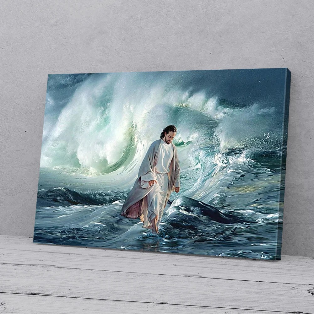 Walking on Wave Jesus Canvas Jesus Christ Wall Art Canvas Picture Jesus ...