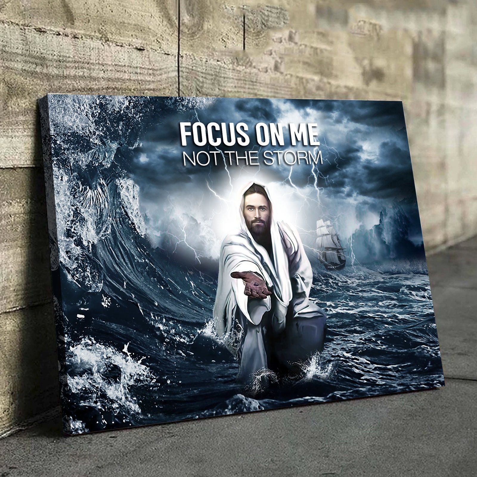 Focus on Me Not the Storm Jesus Hand Canvas Jesus Christ Wall Art ...