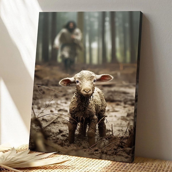 Picture of Jesus Running After Lost Lamb - Etsy