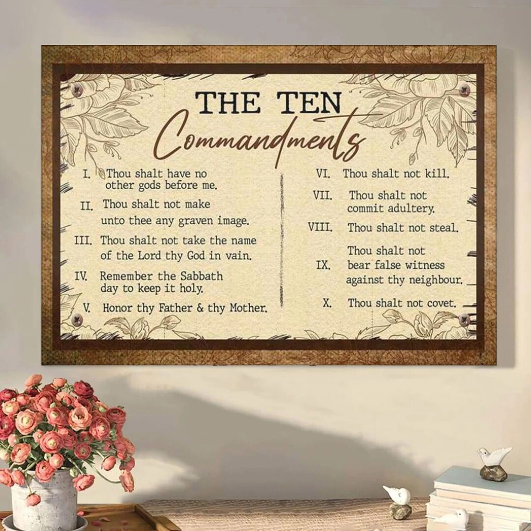 The Ten Commandments Christian Canvas Wall Art Canvas Picture Jesus ...