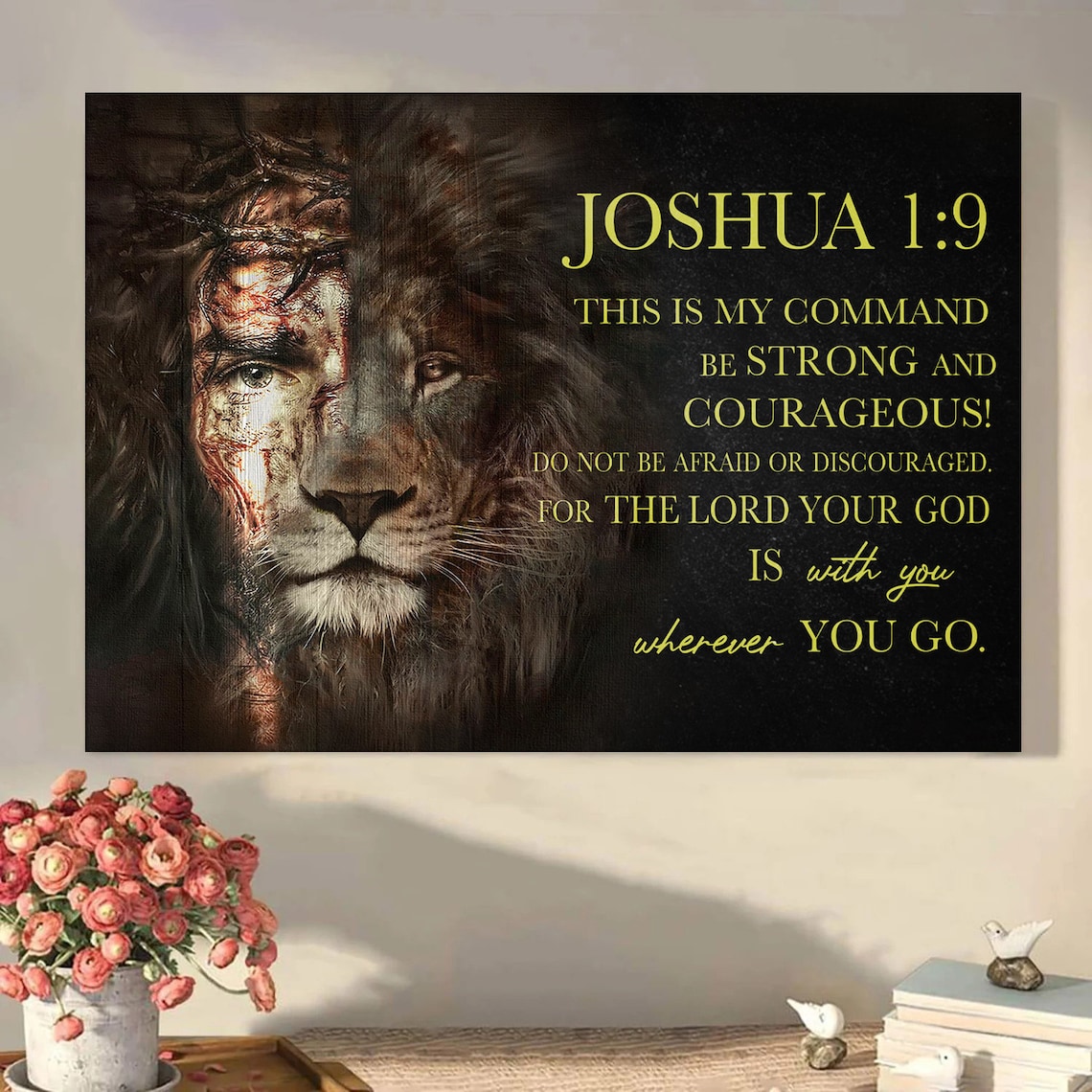 Half Jesus Half Lion Joshua 1 9 Be Strong Courageoust Wall Art - Etsy