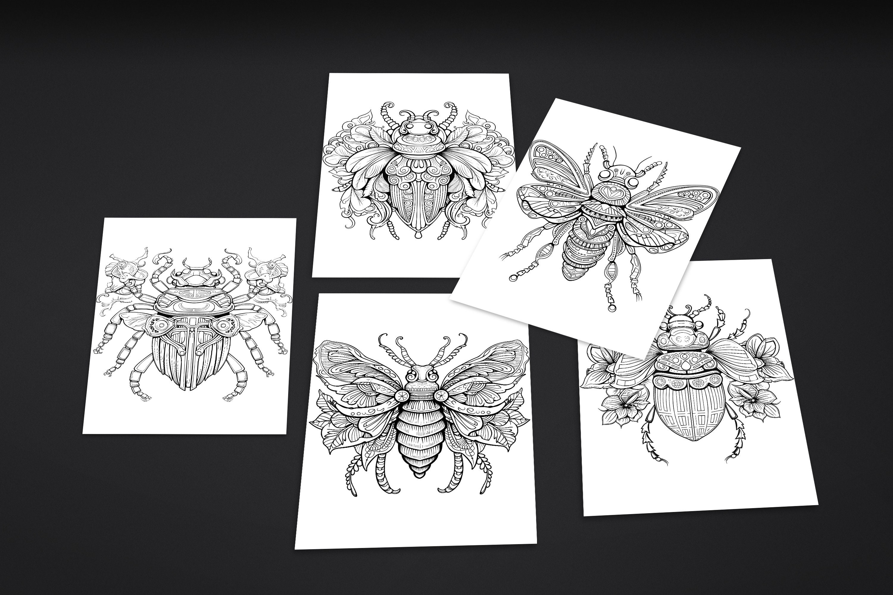 11 Animals and Insects in Mandala Style Coloring Book for Adults ...