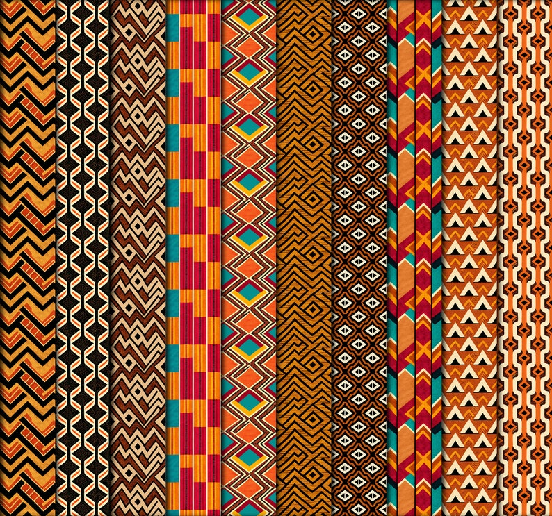 10 Seamless Tribal Patterns Inspired by African Culture, Vector, SVG ...
