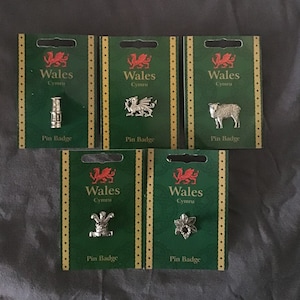 Various Welsh Themed Sliver Pewter Pin Badges - Etsy