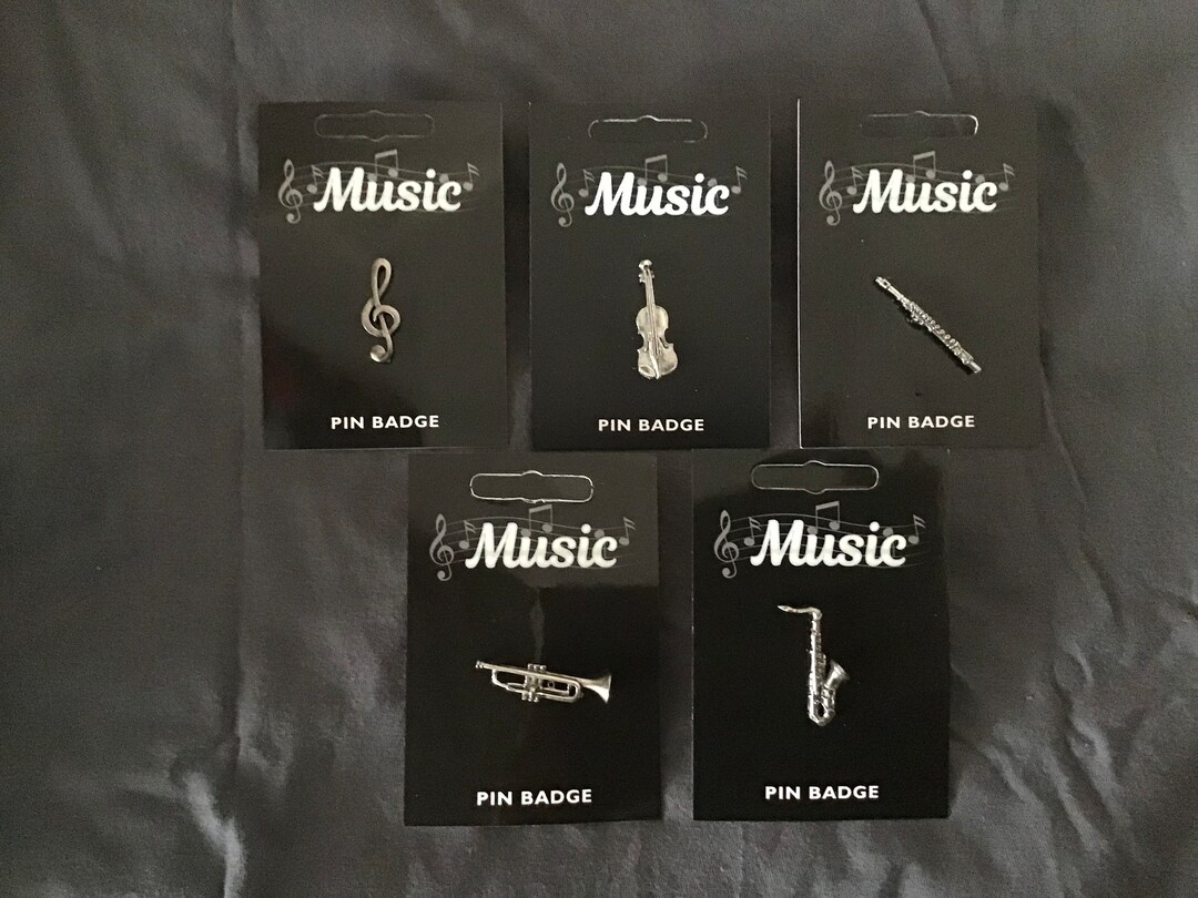 Various Music Instruments Sliver Pewter Pin Badges - Etsy