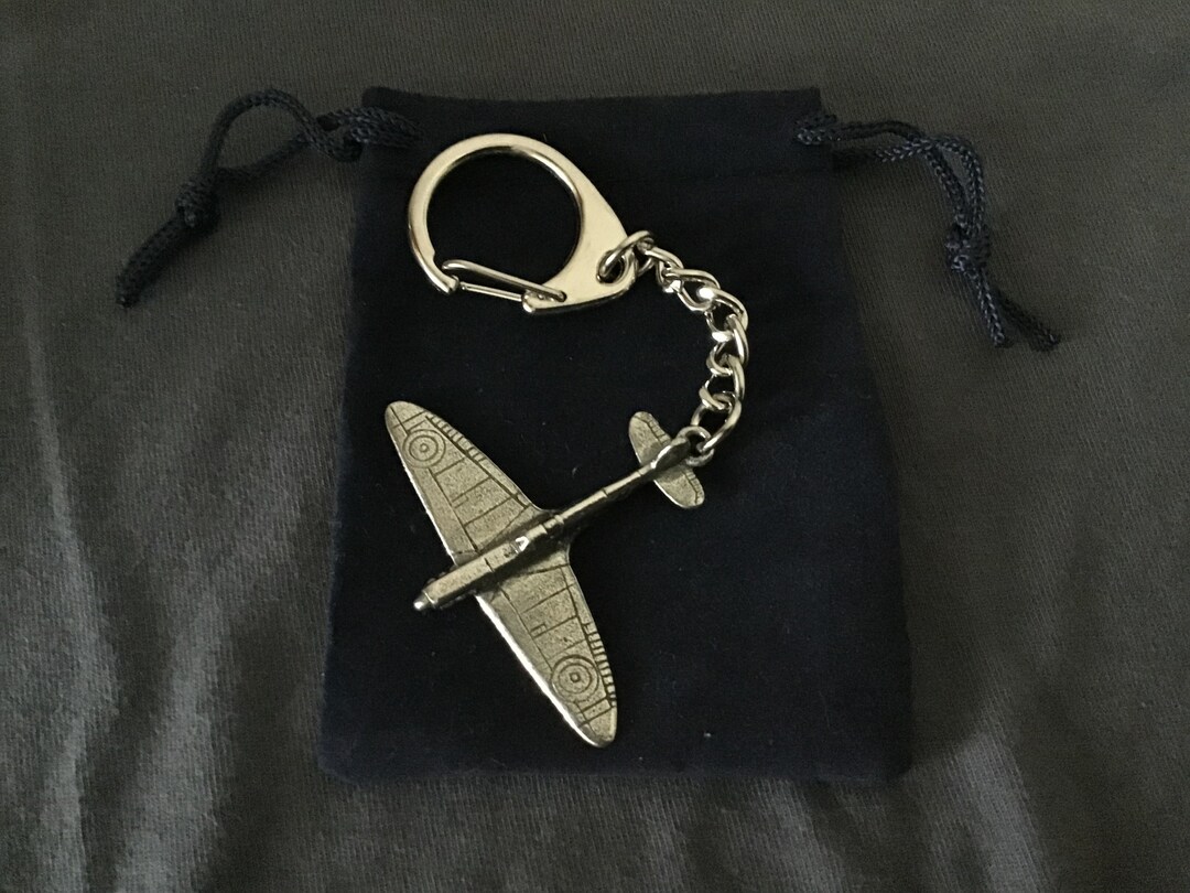 Beautiful Spitfire Sliver Pewter Keyring With Gift Bag - Etsy