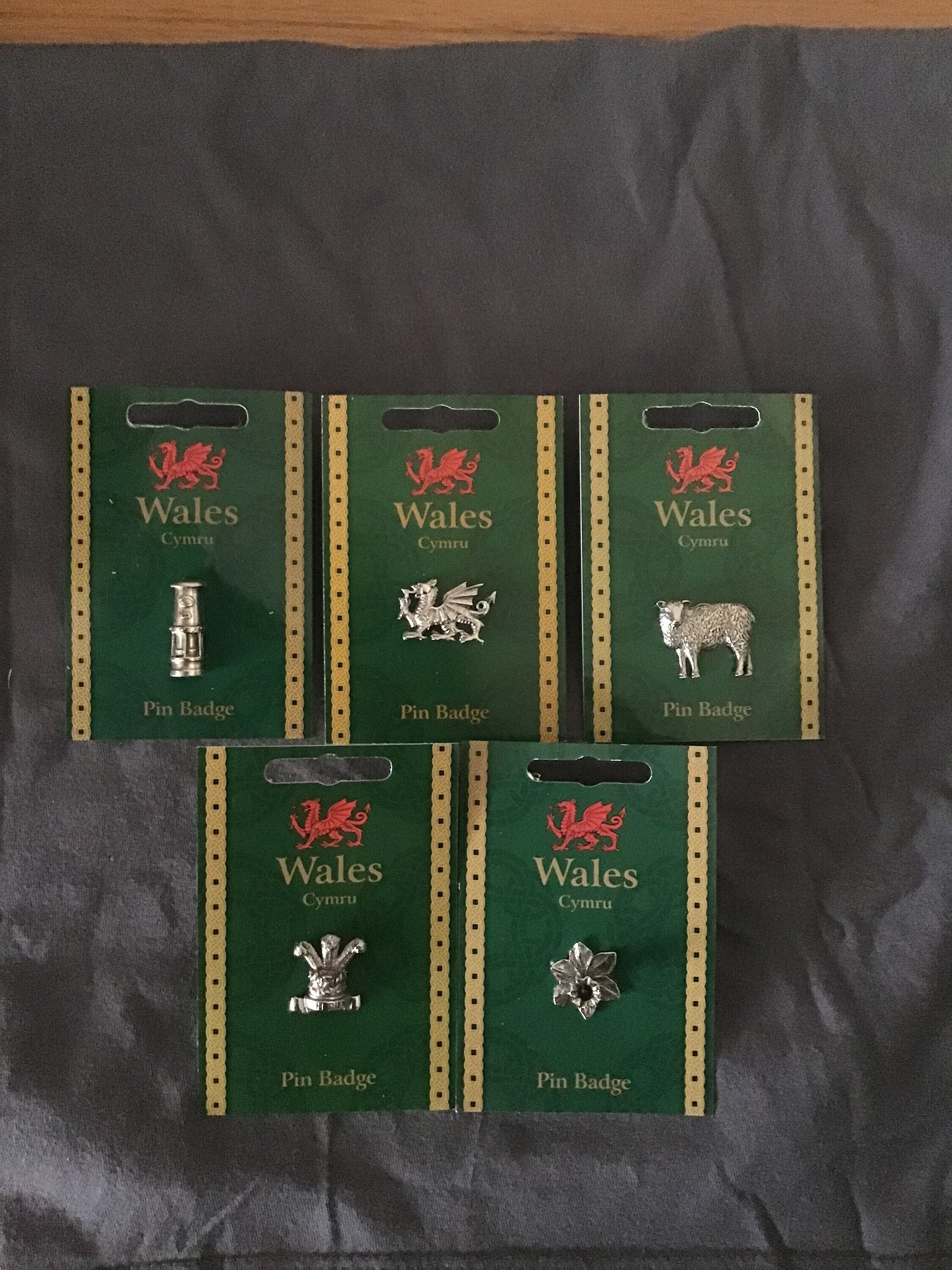 Various Welsh Themed Sliver Pewter Pin Badges - Etsy