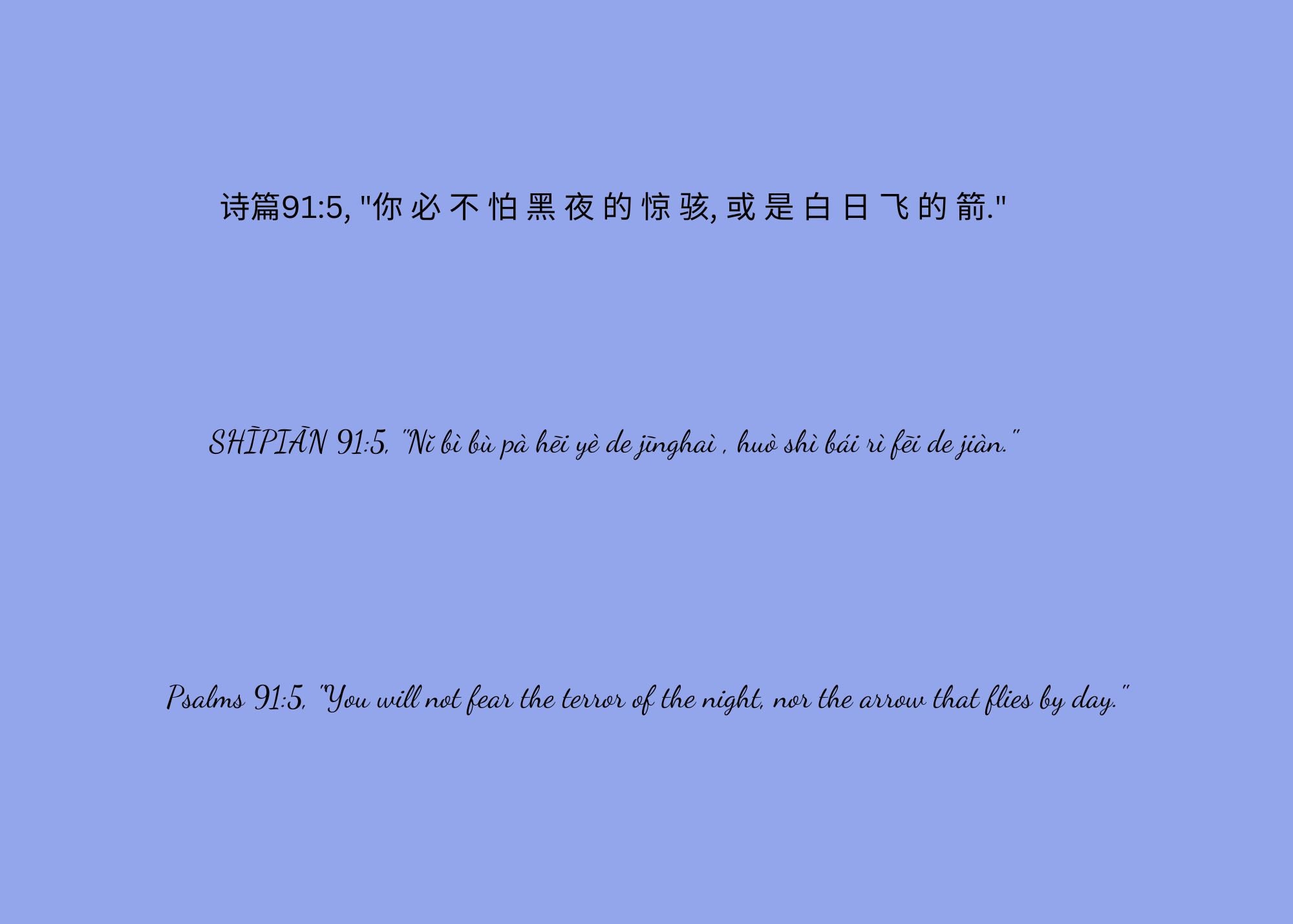 Psalm 91:1-6 Chinese-english-pinyin-bible Translation-digital Download ...