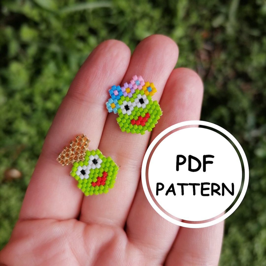 Frog Brick Stitch Pattern With Miyuki Delica Beads | Beaded Animal ...