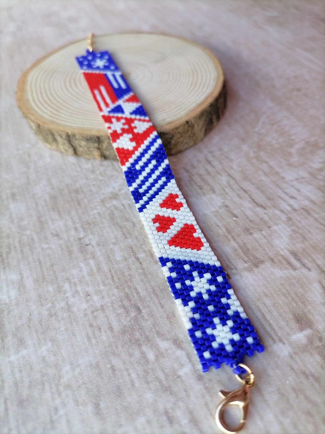 Miyuki Bracelet Pattern,beaded USA Flag,peyote Stitch Flag,miyuki Seed ...