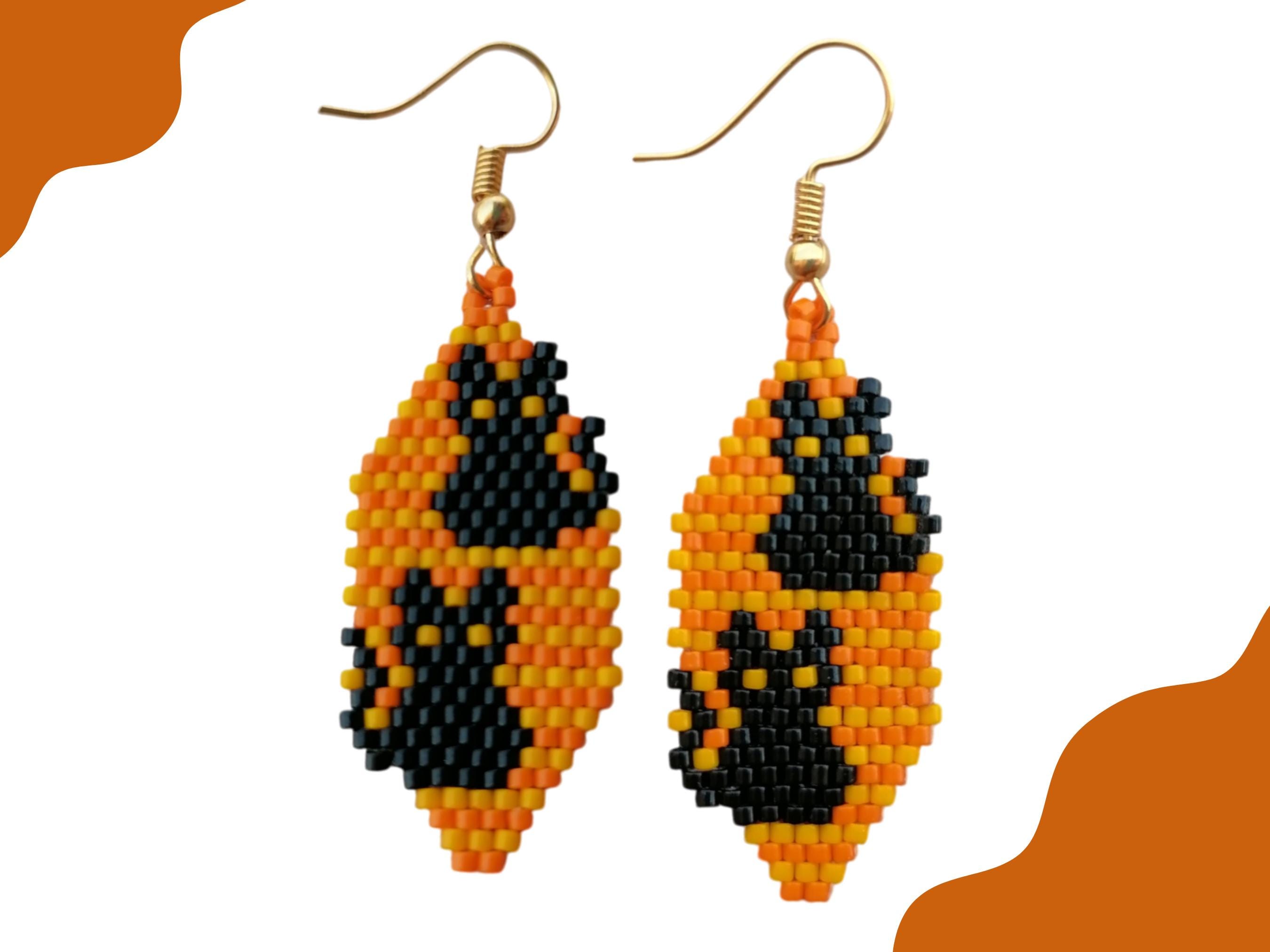 Halloween Cat Earrings Pattern: Miyuki Brick Stitch PDF With Delica ...