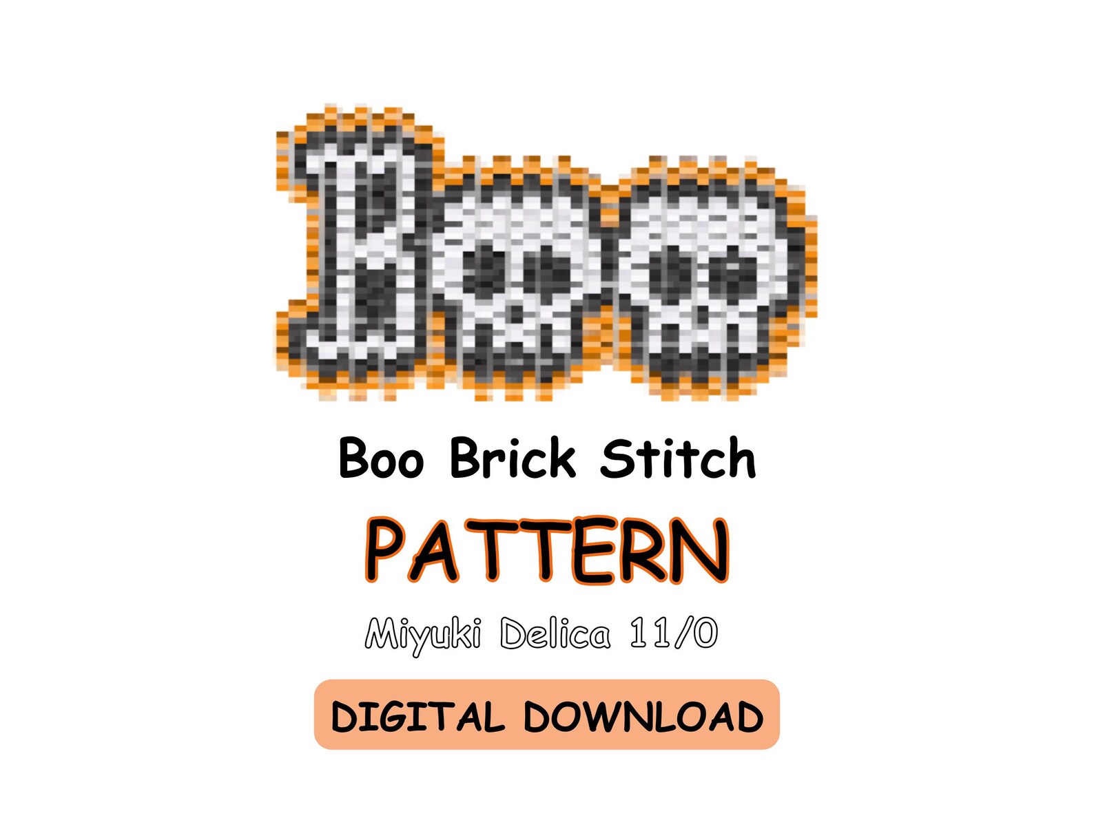 Miyuki Boo Letter Pattern: Spooky Skull Design With Delica Beads for ...