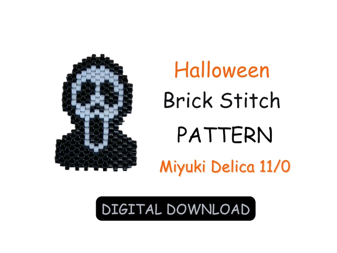 Brick Stitch Skull Miyuki Pattern - Halloween Seed Beads Beadwork PDF ...