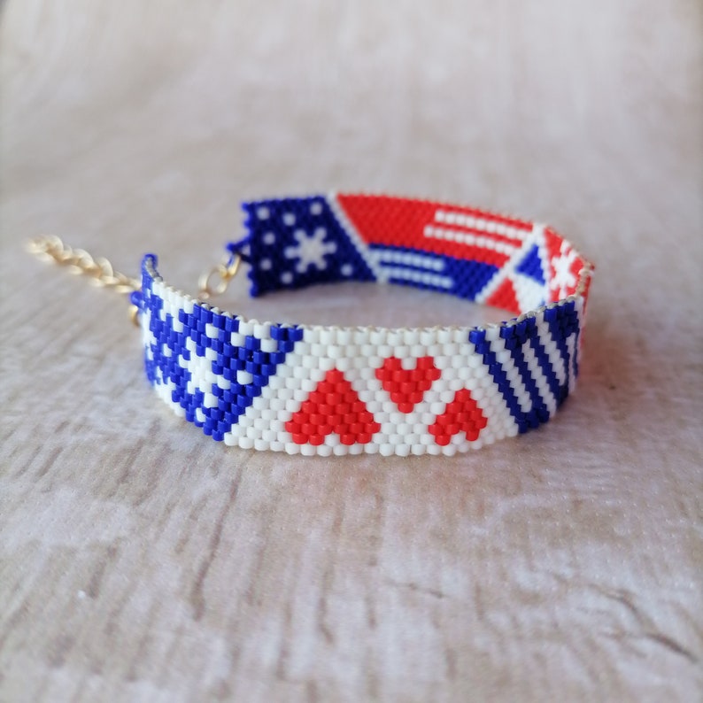 Miyuki Bracelet Pattern,beaded USA Flag,peyote Stitch Flag,miyuki Seed ...