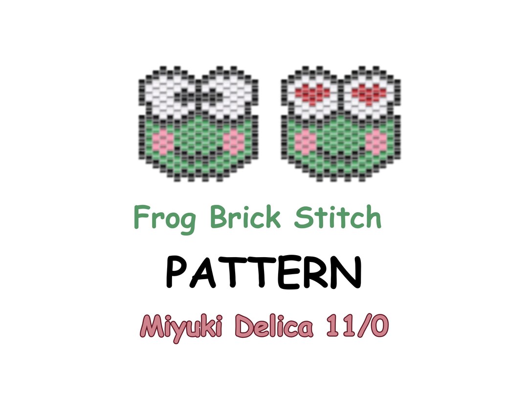 Miyuki Frog Beading Pattern | Brick Stitch Frog Design | Miyuki Delica Animals | Seed Bead Frog ...