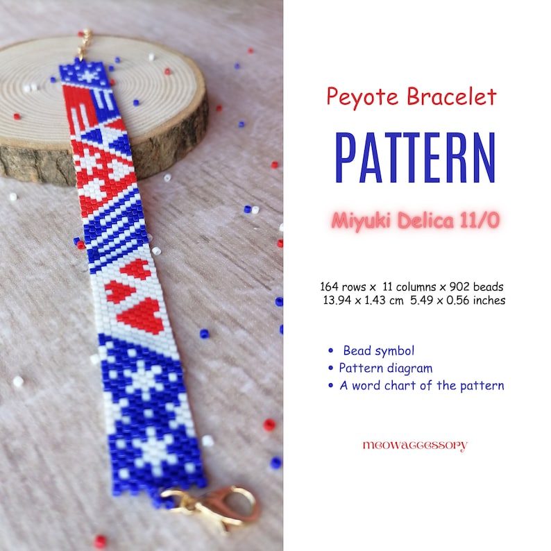 Miyuki Bracelet Pattern,beaded USA Flag,peyote Stitch Flag,miyuki Seed ...