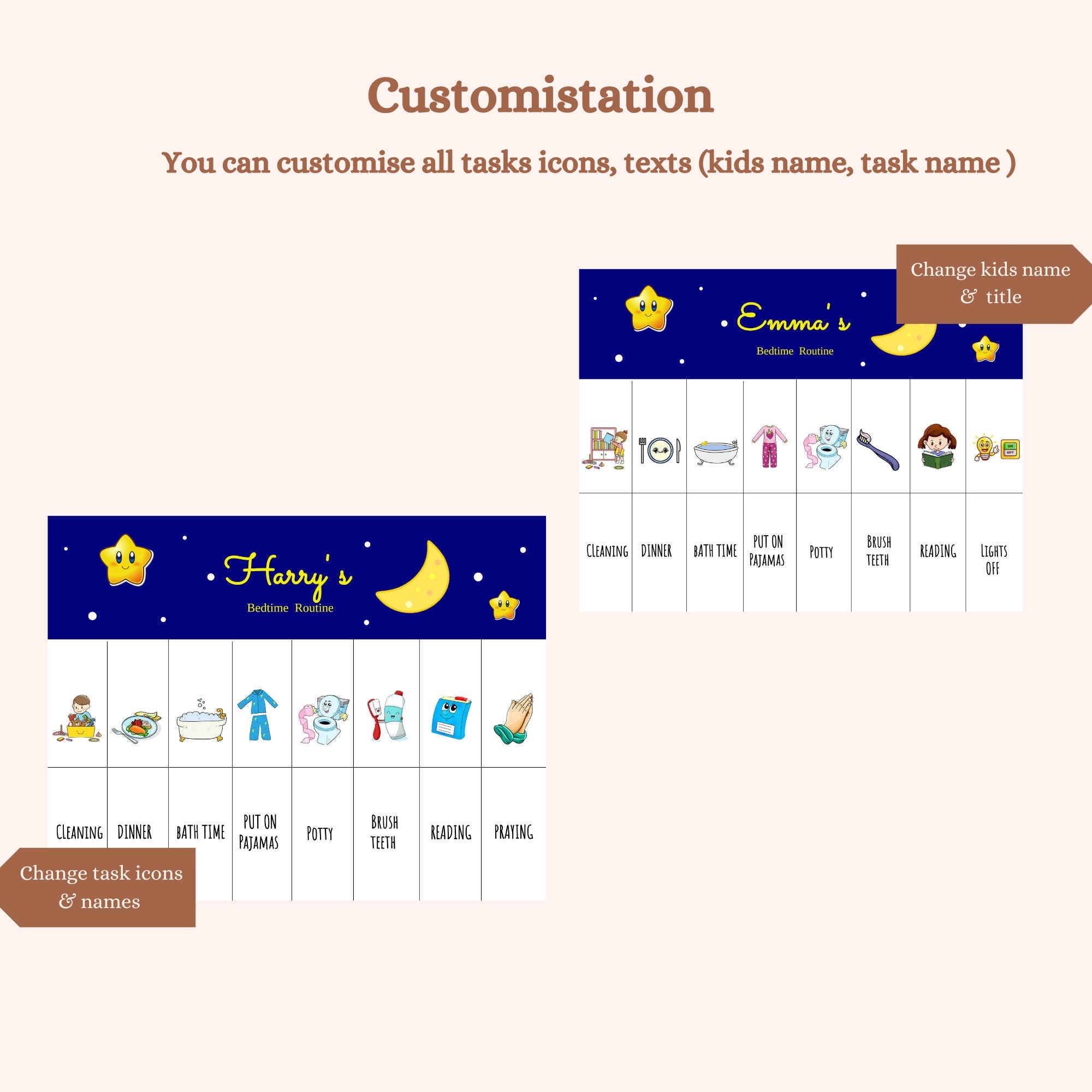 Editable Bedtime Routine Flip Chart for Toddler Bed Time - Etsy