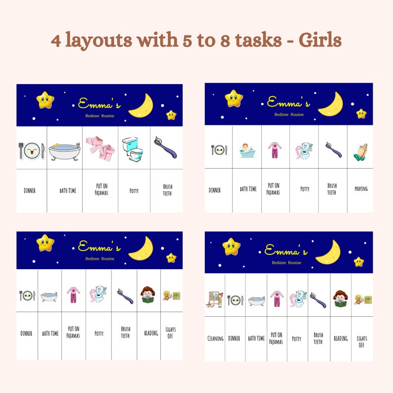 Editable Bedtime Routine Flip Chart for Toddler Bed Time Routine Chart ...