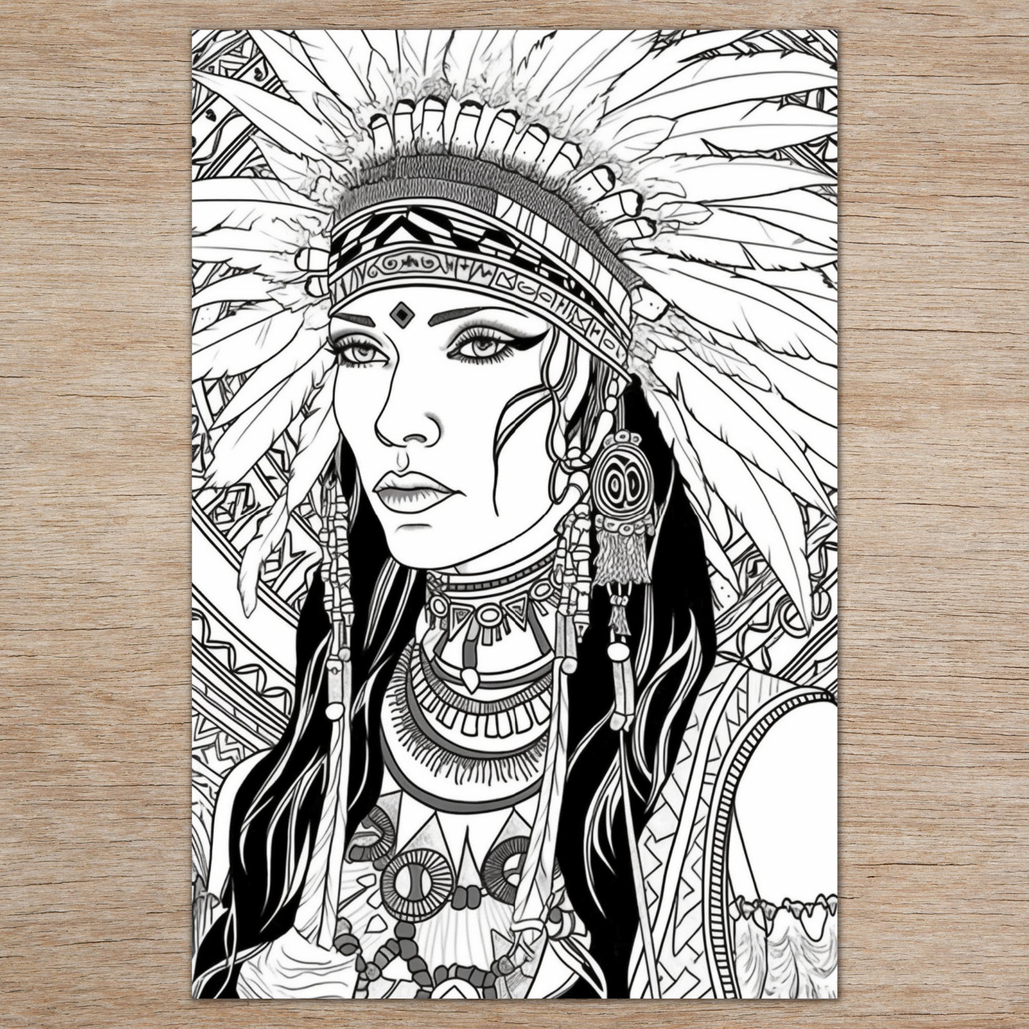 Female Native American Coloring Page Beautiful Coloring Page - Etsy ...