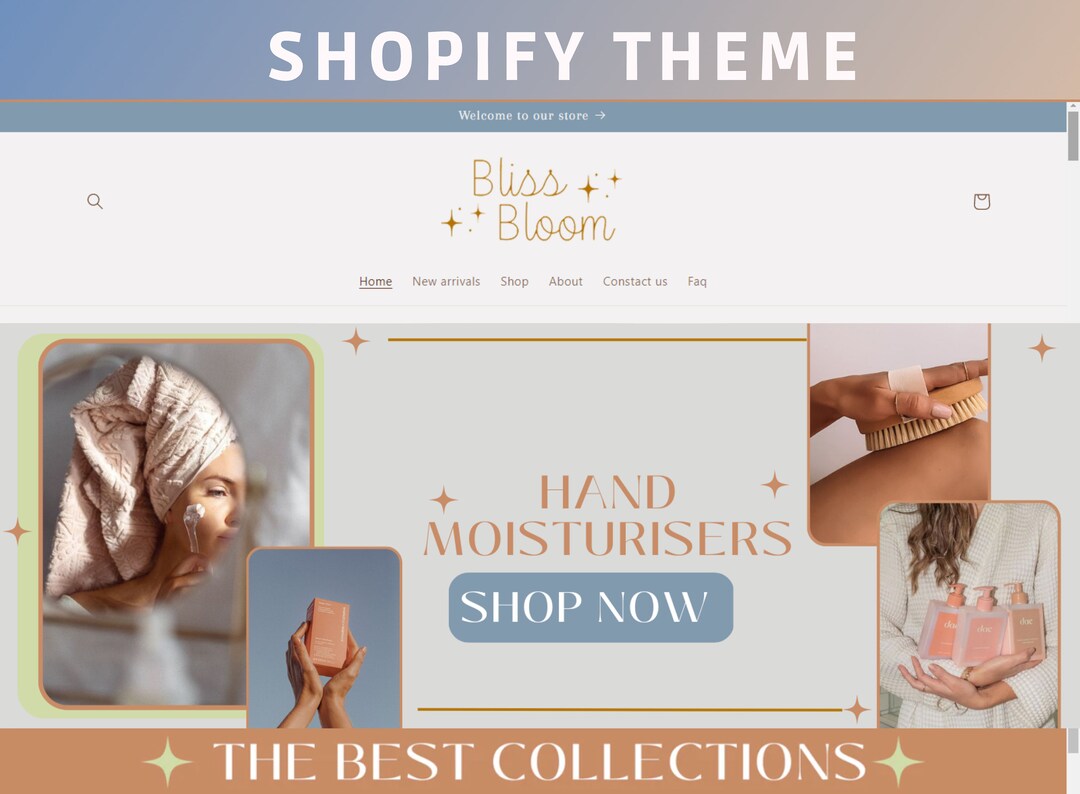 Shopify Blue Theme Canva Template fashion Online Boutique shopify ...