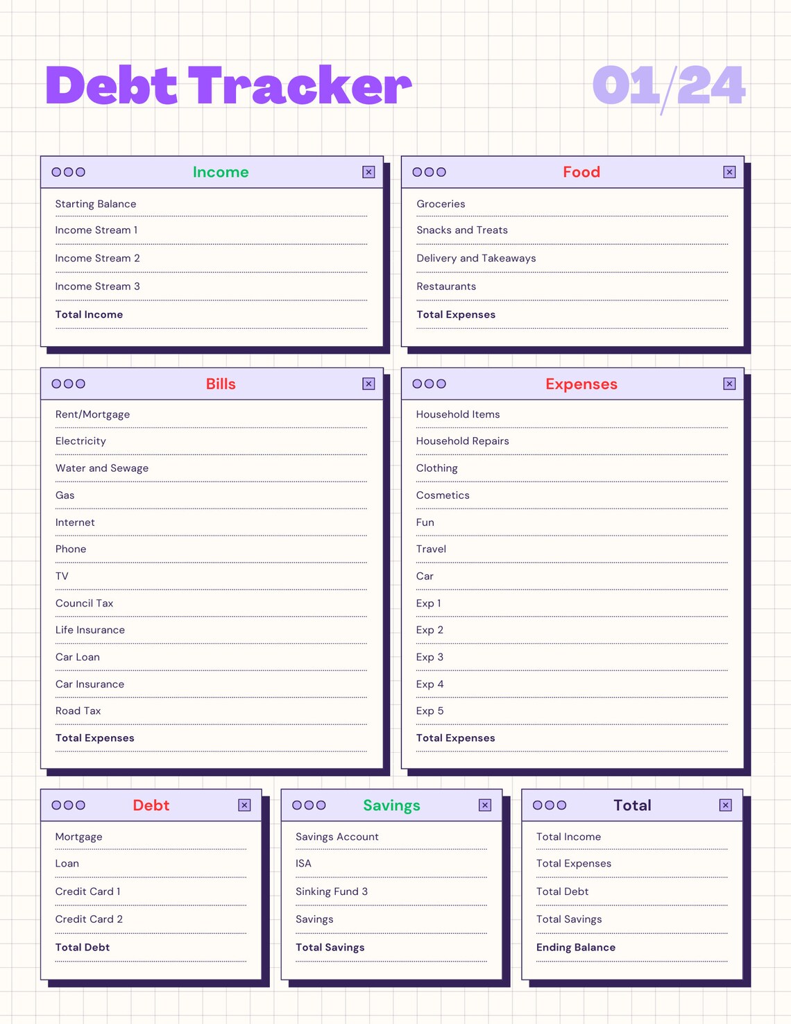 Master Your Money Easy-to-use Digital Debt Tracker Budget Planner ...