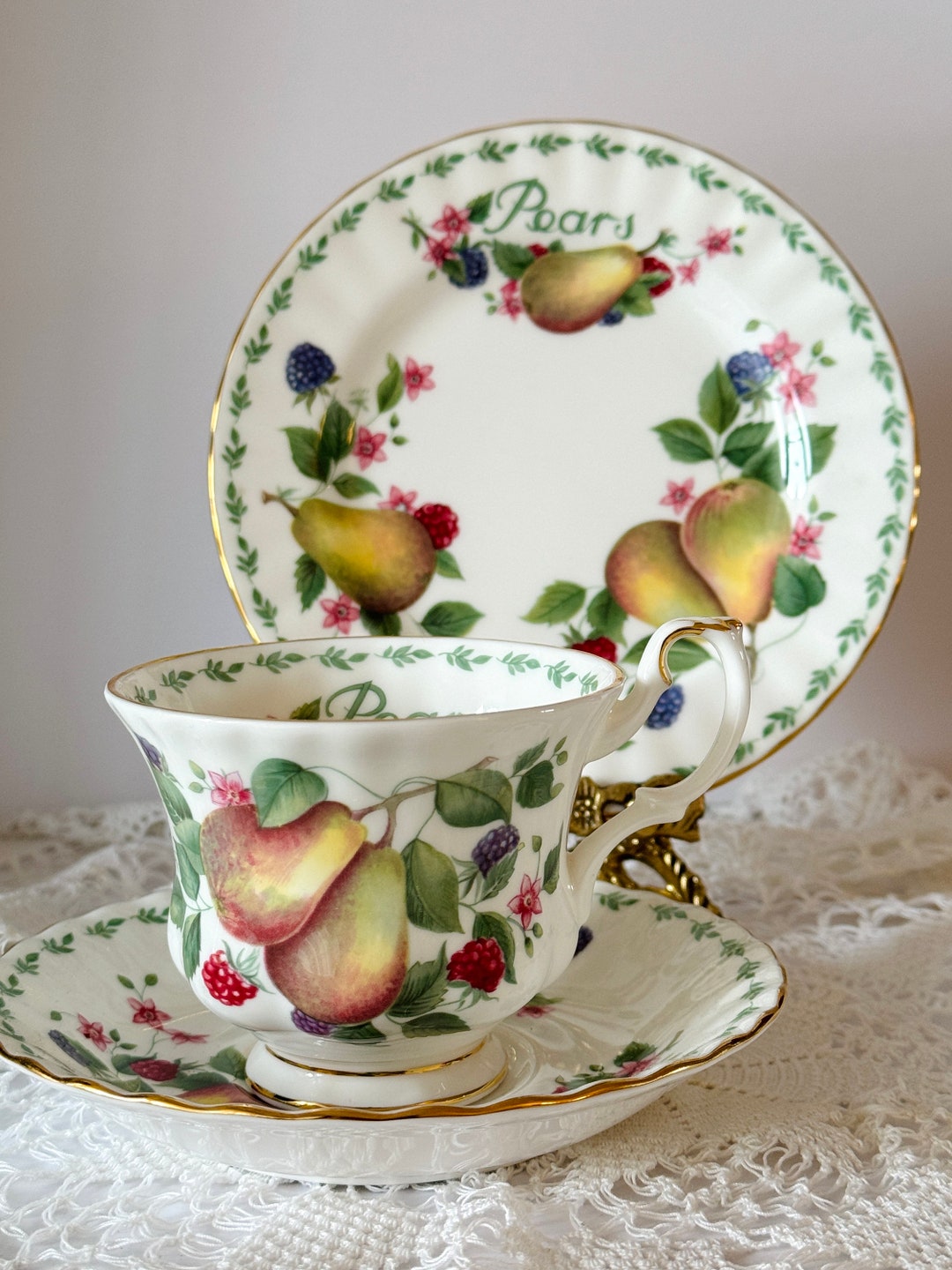 Rare Royal Albert Pears Cup Saucer Desert Plate. Covent Garden Fruit ...