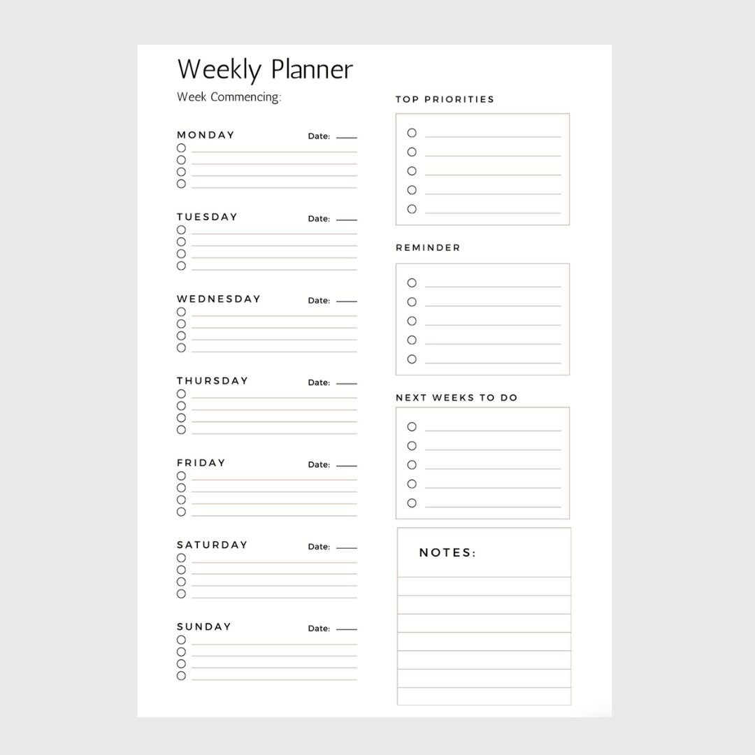 Weekly Digital Planner Printable - Etsy