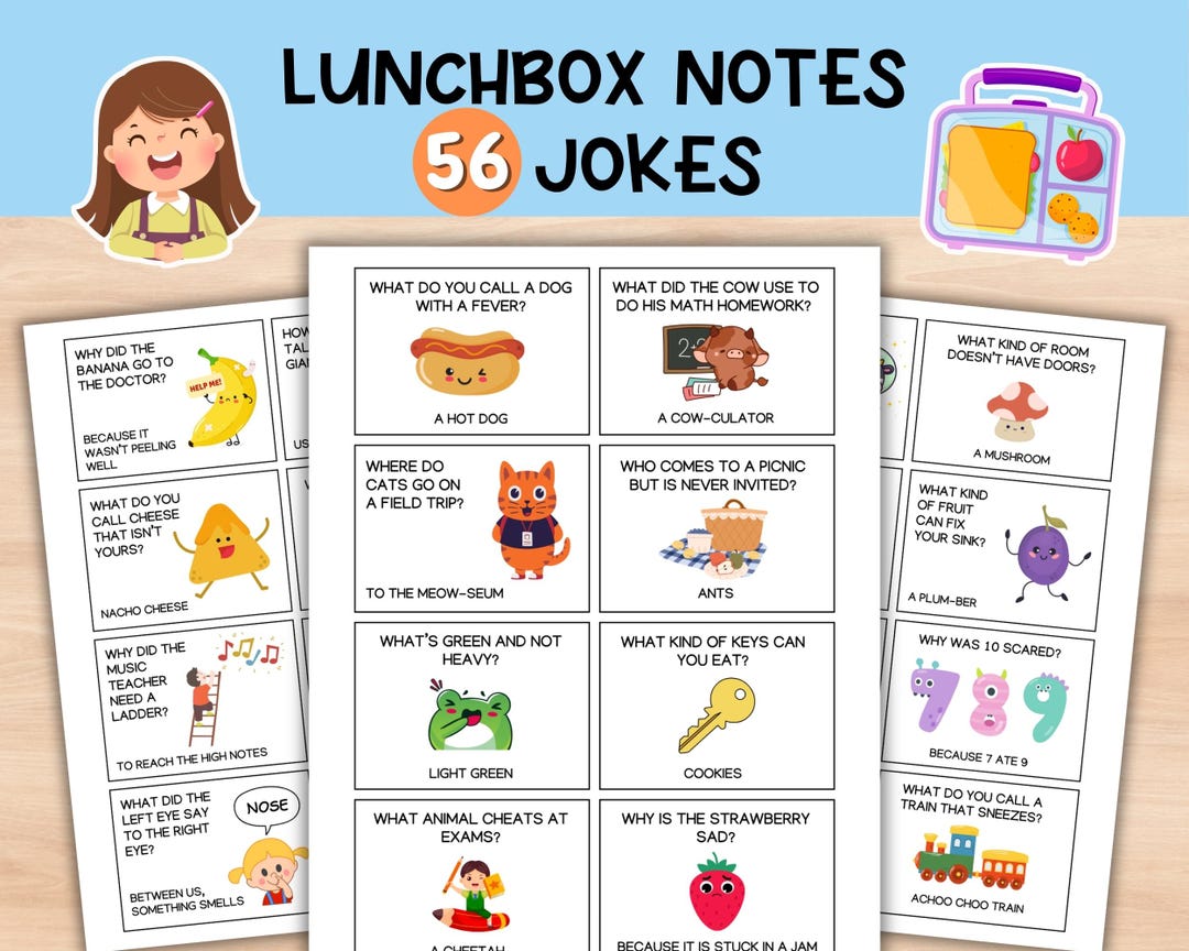 Lunchbox Jokes Printable, Lunch Box Note Motivational Card, Back to ...