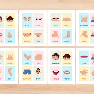 32 Body Parts Flashcards, Printable Montessori Flash Cards,pre-school ...