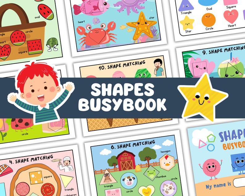 Toddler Learning Binder, Shapes Matching Busybook, Shape Sorting Game ...