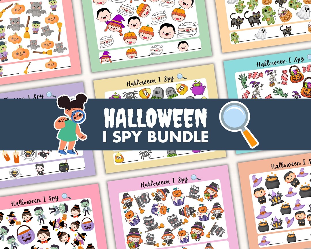 Halloween I Spy Game Bundle, Kids Printable Activity Set, Look and Find ...